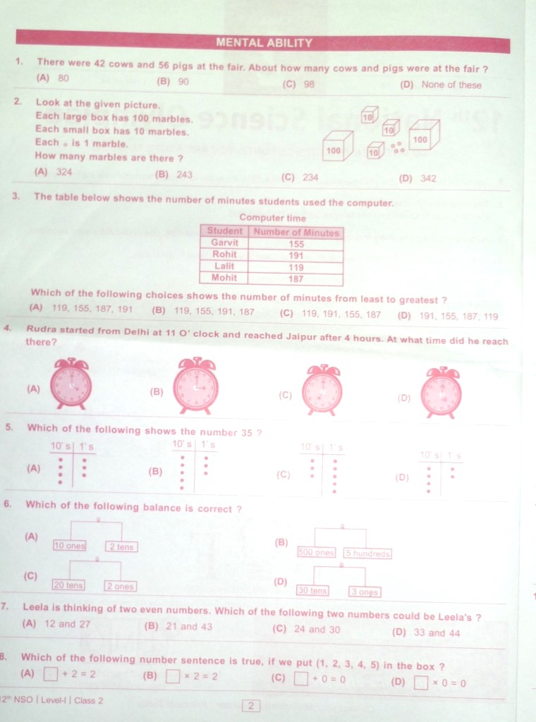 Class 2 National Science Olympiad -12th